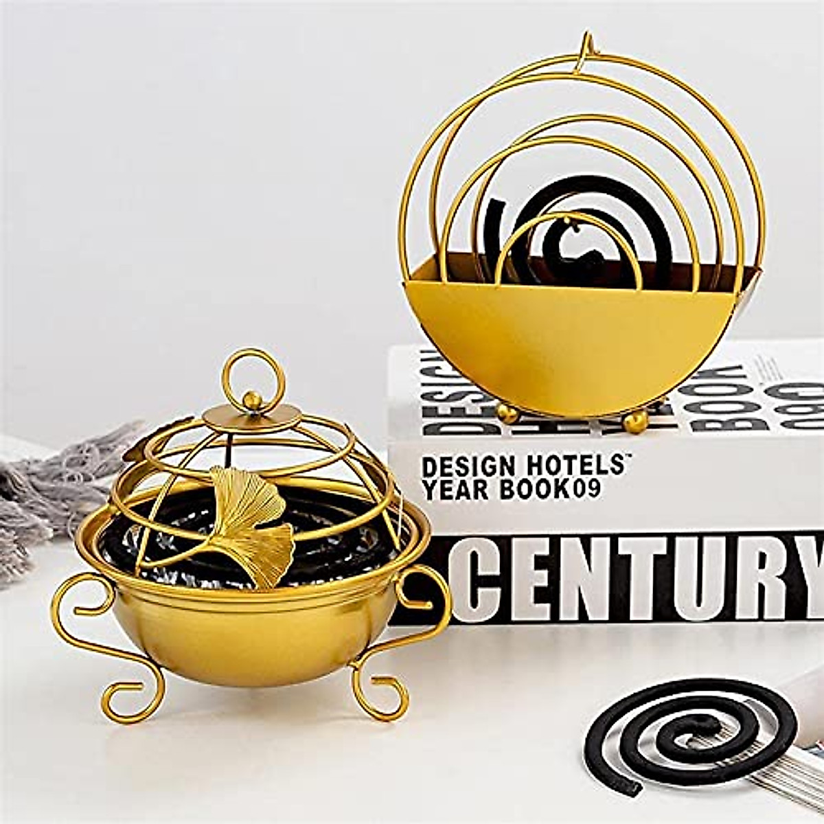 XJXJ Mosquito Coil Holder | Metal Incense Burner | Portable Insect Repellent | Home Garden Fragrance Aromatherapy | Includes Lid and Handle