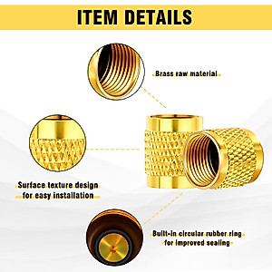 【Upgraded】50 Pcs 1/4" Brass Flare Cap, Solid Brass Caps with Neoprene O Ring Seal, 1/4" SAE HVAC Valve Caps