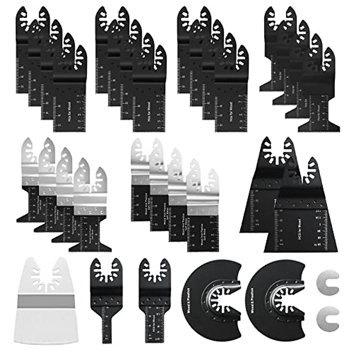 33 Pack Sawblaz Universal oscillating Tool Blades Wood Plastics Soft Metal Oscillating Saw Blades Quick Release Multitool Blades Fit Dewalt Rockwell Royobi Millwaukee Porter Cable Rigid Craftsman