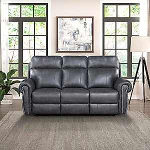 Lexicon Janwood Wall-Hugger Power Double Reclining Sofa, Gray