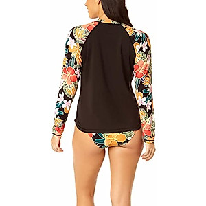 hurley Womens UPF 50+ Long Sleeve Rashguard (as1, Alpha, m, Regular, Regular, Caribbean Dreamin)