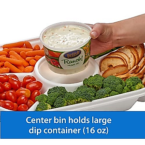 Divided Serving Tray With Lid - Includes 6 Compartments for Party Platter, Snackle Box Container, Fruit Tray, Veggie Tray, Chip and Dip Bowl, Appetizers, Desserts, Snacks & More (by Buddeez)