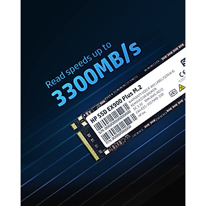 HP EX900 Plus 512GB NVMe PCIe M.2 Interface SSD, GEN 3 x 4, 8 Gb/s, 2280 3D NAND PC Internal Solid State Hard Drive Up to 3200 MB/s - 35M33AA#ABA