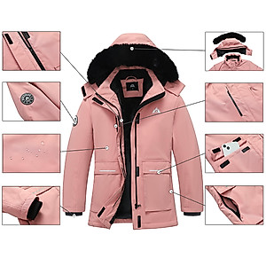 MOERDENG Women's Waterproof Winter Snow Coat Windproof Ski Jacket Hooded Snowboarding Jackets