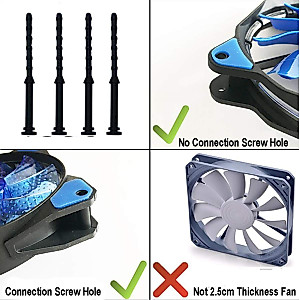 20PCS PC Case Fans Computer Cooling Fan Mount Screws, CPU Fan Mounting Pin Rivet Black Soft Rubber Reducing Noise Anti-Vibration Screws 65mm / 2.56in