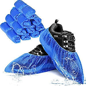 200Pcs/100Pairs Waterproof Shoe Covers Disposable Non Slip, Disposable Shoe Covers for Indoors, Premium Shoes Protectors Boot Covers, CPE Plastic Shoe Booties for Shoes Covers, Fit All Men&Women DHOOZ