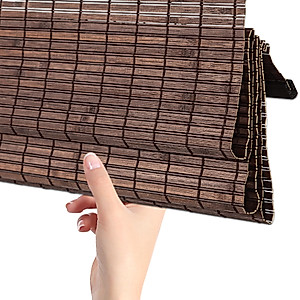 Cordless Bamboo Blinds Roman Shades Natural Weave Bamboo Roll Up Bamboo Blinds for Indoor Windows Home and Garden Easy Installation 30W*72L