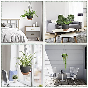 Vanslogreen Hanging Planters for Indoor Outdoor Plants, 2 Pack Self Watering Hanging Pot with Drainage Holes & Removable Tray (Black, 8'')