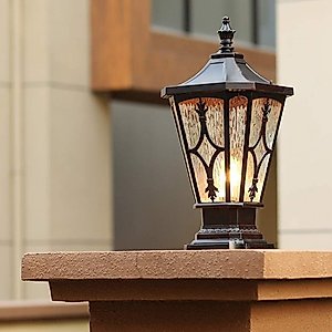Post Lights Vintage Aluminum Post Light Classical Traditional Victoria Pillar Lamp Waterproof Retro Industrial Glass Column Lantern Garden Street Home Villa Park Decorative Illumination