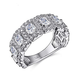 Nattaphol Solid 925 Sterling Silver Wedding Ring Engagement Band 2 Ct AAA CZ Eternity Classic Jewelry for Women (6)