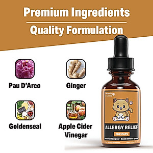 Natural Allergy Relief for Cats | Supports Allergy & Itch Relief for Cats | Cat Allergy | Cat Itch Relief | Cat Itchy Skin Relief | Cat Allergy Relief for Cats | Cat Supplements & Vitamins | 1 fl oz