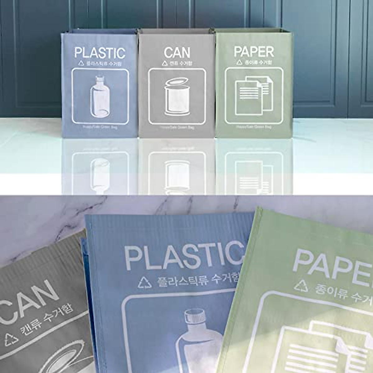 Happy Sale Recycle Bag Separate Recycle Bin Waterproof Waste Baskets Compartment Container