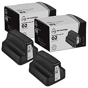 LD Products Remanufactured Replacement for HP 02 Ink Cartridges C8721WN with Smart Chip (Black, 2-Pack) for PhotoSmart C5180 C6180 C6280 C7250 C7280 C8180 D7145 D7155 D7160 D7168 D7245 D7255 D7260