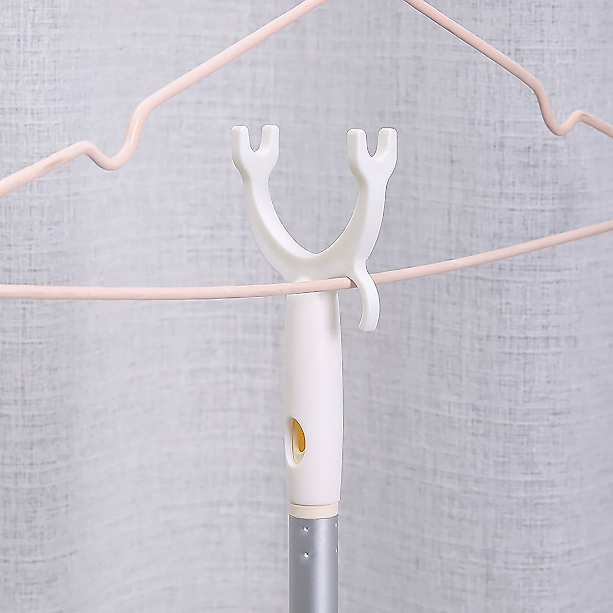 AGOEIN 4 Section Connecting Aluminum Pole with Hook Handle,Adjustable from 26 to 47.5-Inch, White