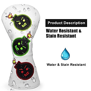 Golf Headcovers Golf Driver Head Cover Embroidery Bombs Premium Leather ((DR+FW+UT) 3pcs/Set)
