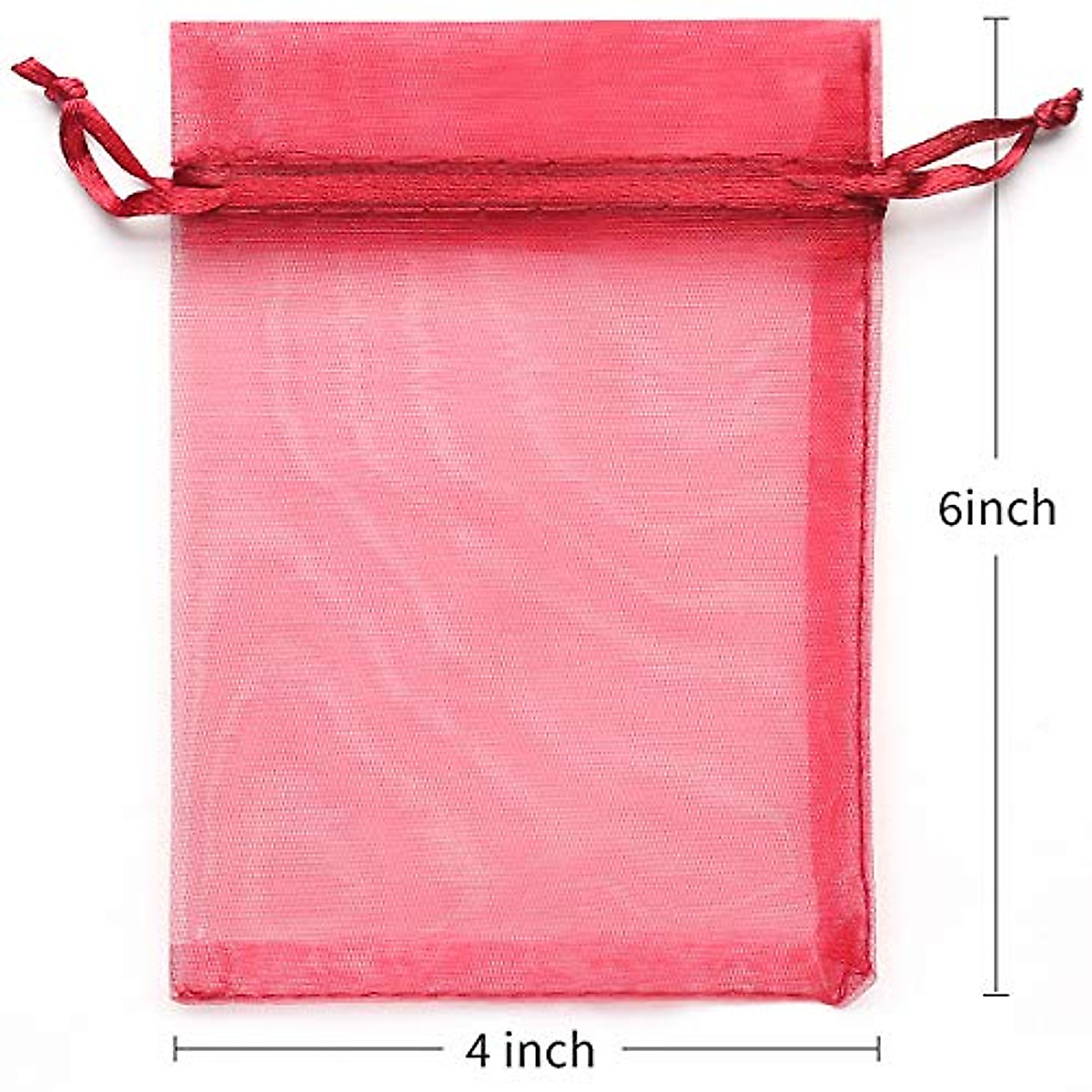 AKStore 100PCS 4x6"(10x15cm) Drawstring Organza Jewelry Favor Pouches Wedding Party Festival Gift Bags Candy Bags (Wine Red)