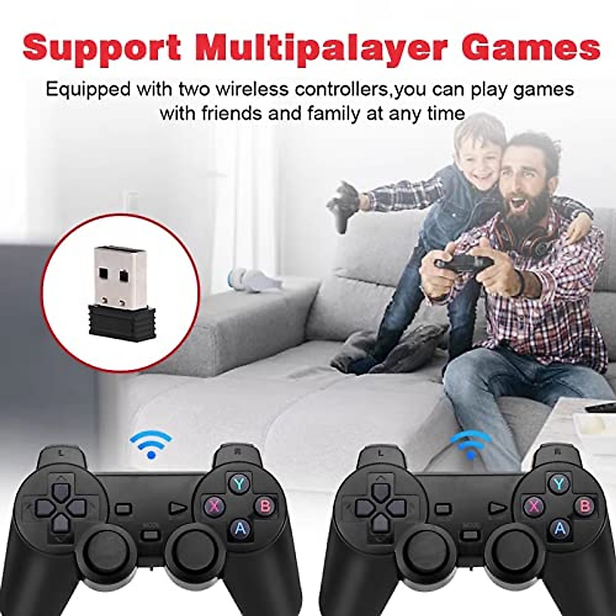 BTOVELIF Wireless Retro Game Console, Retro Game Stick, Nostalgia Stick Game, Plug & Play Video Game Stick Built-in 35000+ Games,4K HDMI Output,Dual 2.4G Wireless Controllers(64G)