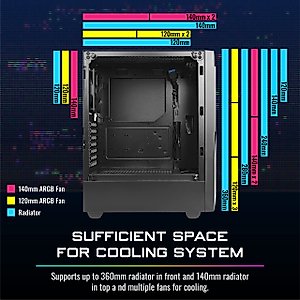 Raidmax ATX Desktop Computer Gaming PC Case Mid Tower PC Case with addressable RGB x3 ARGB Fans ATX PC Case USB 3.0 Tempered Glass PC Case Mesh Window Computer Case with 3 ARGB LED Black PC Case -X627