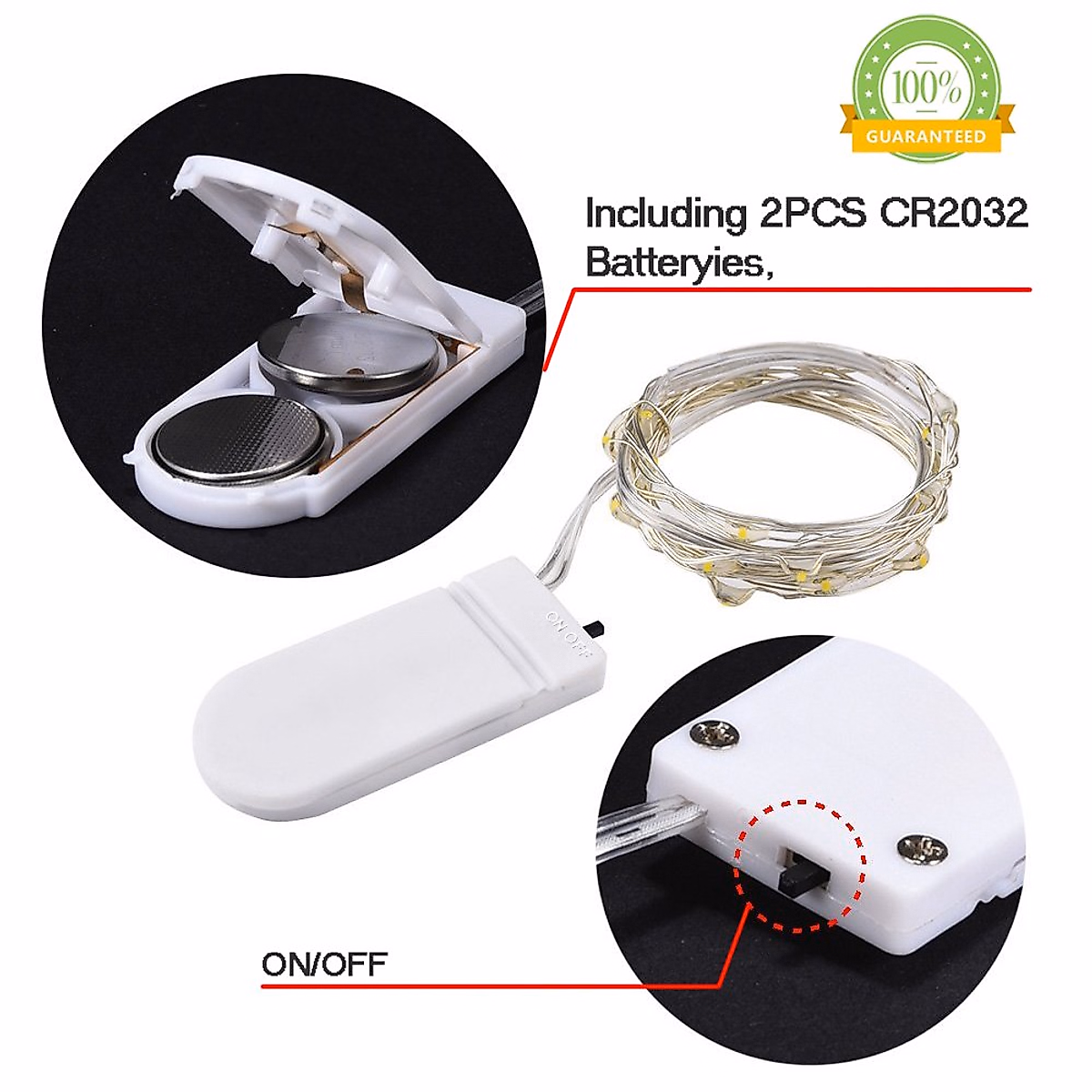 6 Pack 7Feet Starry String Lights Waterproof Fairy String Lights 20 Micro Starry LEDs On Silvery Copper Wire CR2032 Batteries Included for Wedding Centerpiece Party Christmas Table Decor Warm White