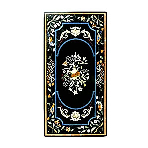 48 x 24 Inch Marble Dining Table, Eating Table, Breakfast Table, Dinner Table, Marble Patio Table, Rectangle Table, Garden Decor Table