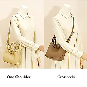 NVKIC Small Crossbody Bags for Women Soft PU Leather Cute Totes Trendy Retro Removable Strap Shoulder Handbag Mini Bucket Purse Yellow Color