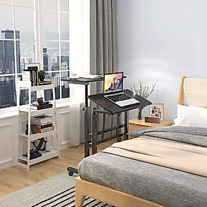 sogesfurniture Mobile Standing Desk Laptop Workstation on Wheels, Adjustable Computer Desk for Standing or Sitting, Black 101-BK