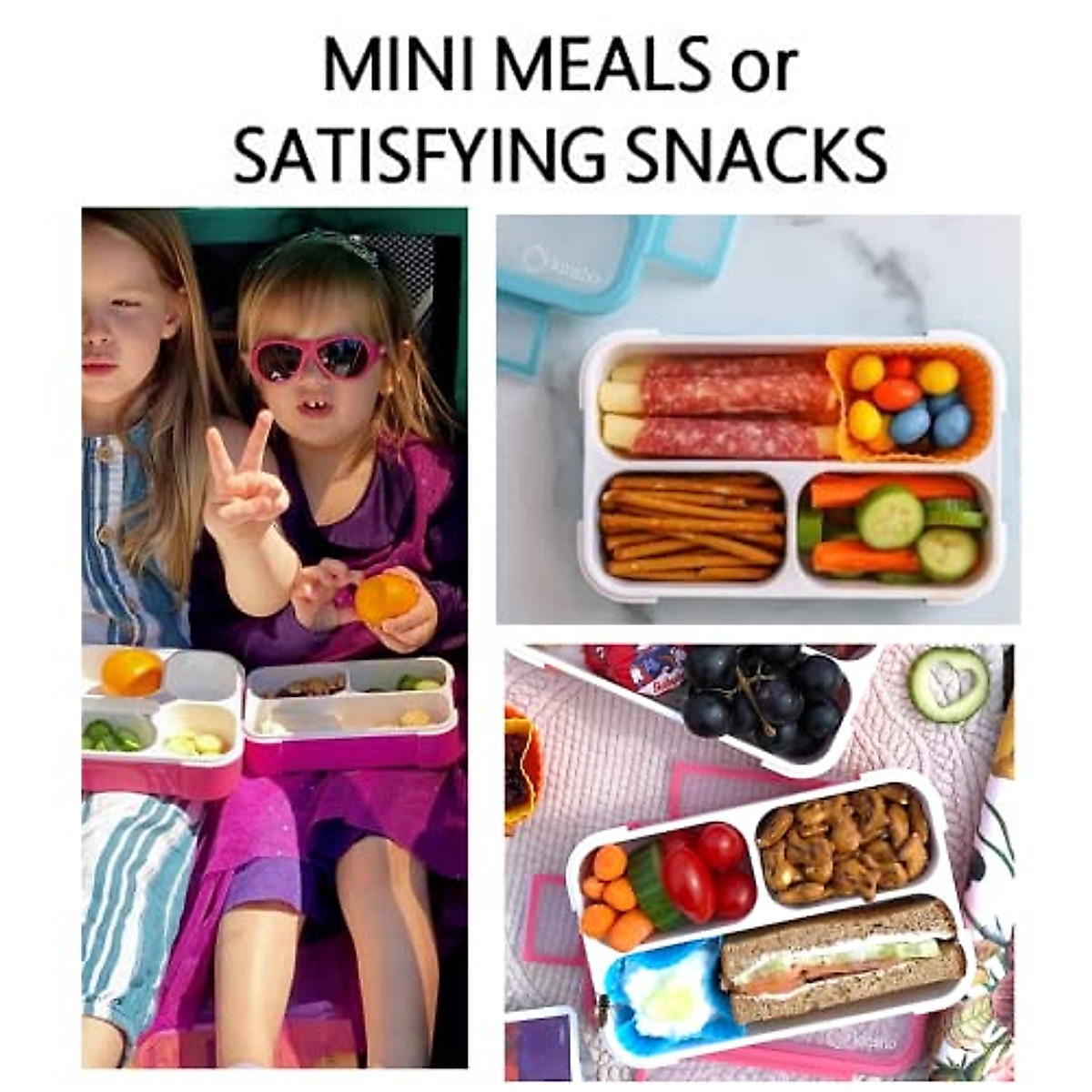 Snack Container - Small Bento Lunch Box for Kids Girls Boys Toddlers | MINI Leak-proof Boxes, Baby Bentobox for Daycare, Portion Containers, BPA-Free Pink and Blue Set of 2