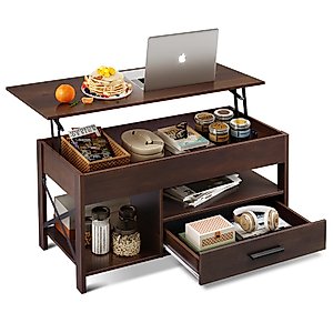 WLIVE Coffee Table, 39" Lift Top Coffee Table with Hidden Compartment and Sorage Drawers for Living Room,Espresso