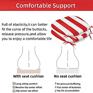UNWAAT Outdoor Chair Cushions Set of 2,17"x 16" x 2" Comfortable and Wear-Resistant Furniture Cushions with Ties Anti Splash Water Chair Cushions for Courtyards Balconies Gardens,Etc (Red white)