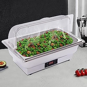 Electric Chafing Dish, 14QT 600W 110V Electric Chafing Dish Stainless Steel Buffet Food Warmer w/Food Tray & Clip for Restaurants Hotels(B)