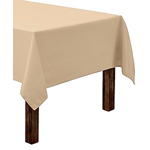 Gee Di Moda Rectangle Tablecloth - 60 x 102 Inch Beige Table Cloth for 6 Foot Rectangle Table - Heavy Duty Washable Fabric - for 6 Ft Buffet Table, Holiday Party, Dinner, Wedding & Baby Shower