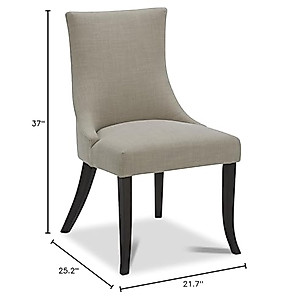 CHITA Farmhouse High Back Dining Chairs, Fabric Modern Upholstered Chairs, Dining Room Chairs Set of 2, Flax Beige