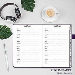 DRAPHY Address Book with Alphabetical Tabs, Elegant PU Leather Telephone Book, Hardcover Address Organizer and Password Keeper - Record Contacts, Anniversaries, Birthdays 5.2x7.7" (Purple)