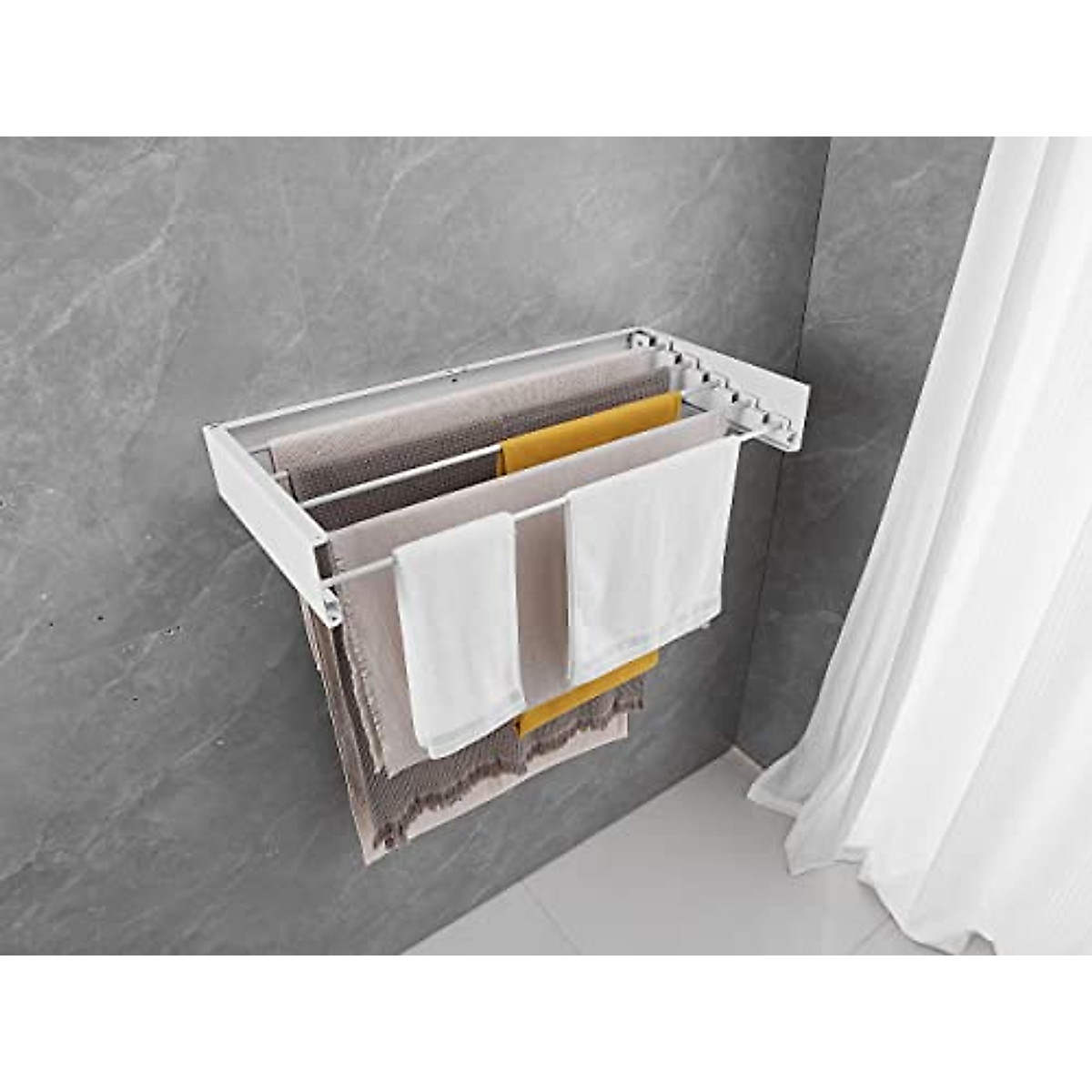 GorillaRack Laundry Drying Clothes Rack | Retractable Clothing Rack Wall Mount | Clothes Drying Rack Indoor Outdoor for Hanging Heavy Duty Laundry White