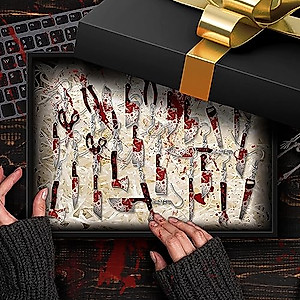 12 Pairs Halloween Earrings for Women Spooky Black Cat Witch Pumpkin Bloody Printed Knife Skull Ghost Spiderweb Boo Spider Drop Dangle Earring for Halloween Jewelry Set (Knife)