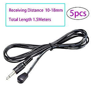 IR Infrared Emitter Extension Cable 1.5m Long 45 Degree Emission Angle 3.5mm Jack Single Red Head 5pcs
