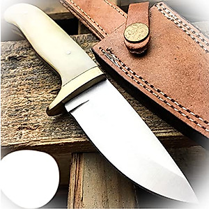 New 7.5" GENUINE BONE HANDLE FULL TANG Skinner Hunting Knife Stainless Steel Blade Camping Outdoor Pro Tactical Elite Knife BLDA-0587