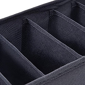 Qozary 3 Pack Sock Underwear Drawer Organizer Dividers, Non-Woven Fabric Collapsible Cabinet Closet Storage Boxes for Clothes, Socks, Lingerie, Underwear, Tie, Belt, Baby, Bedroom (Gray, 6 Cells)