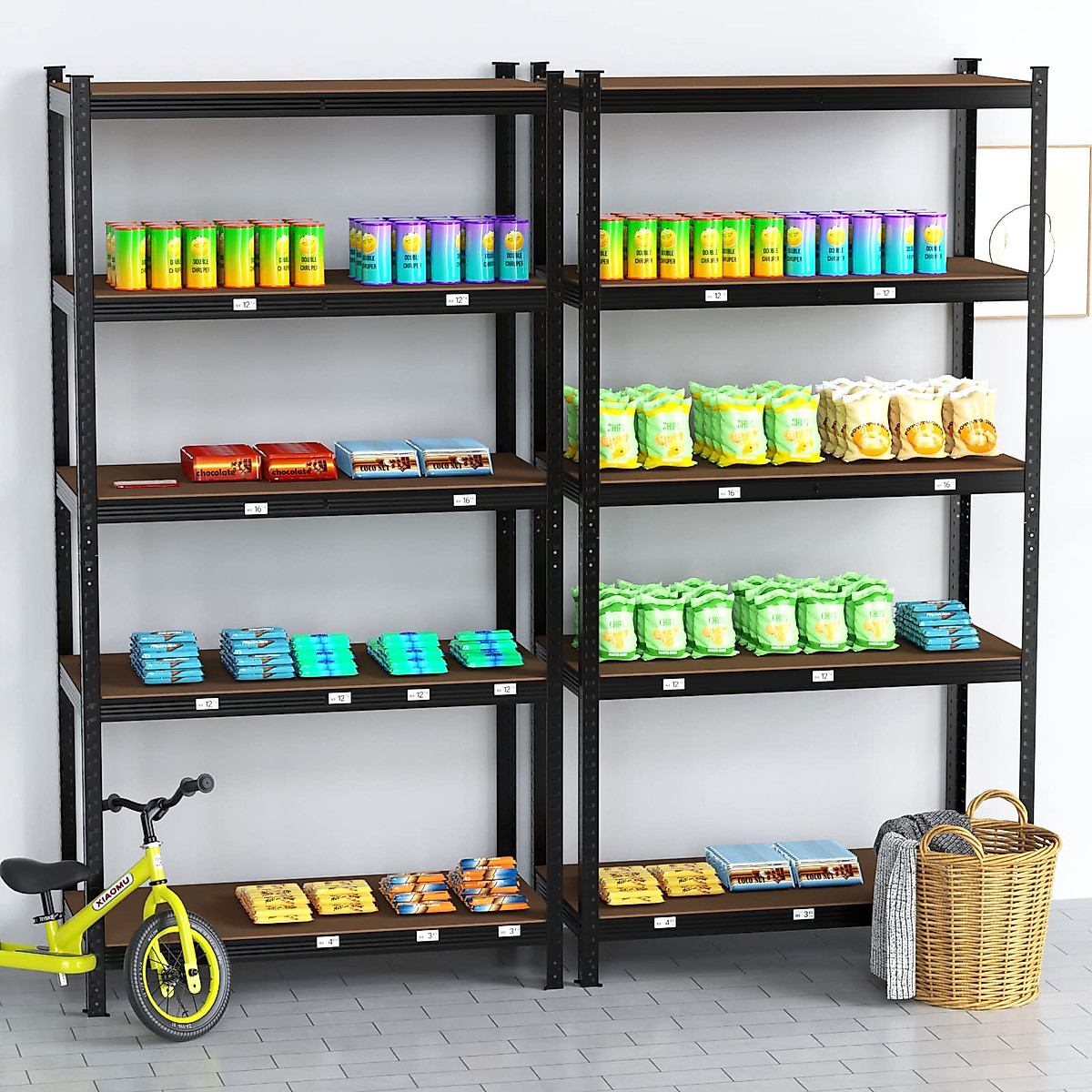 Storage Shelves 5 Tier Adjustable Shelves Rack Boltless Garage Storage Shelving, Heavy Duty Metal Storage Utility Metal Rack Shelf Unit, 1929lb High Weight Capacity (80H” x 40W” x 20D”, Black)