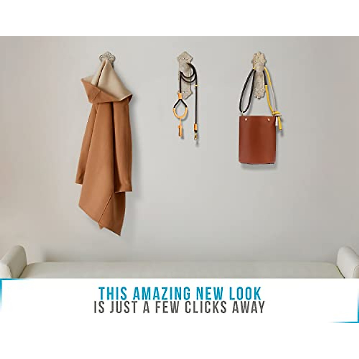 Shabby Chic Cast Iron Decorative Wall Mounted Hooks - Rustic White - Door Knob Coat Hooks for Wall - Set of 3 - Screws and Anchors Included - Antique Wall Hooks for Hanging Clothes