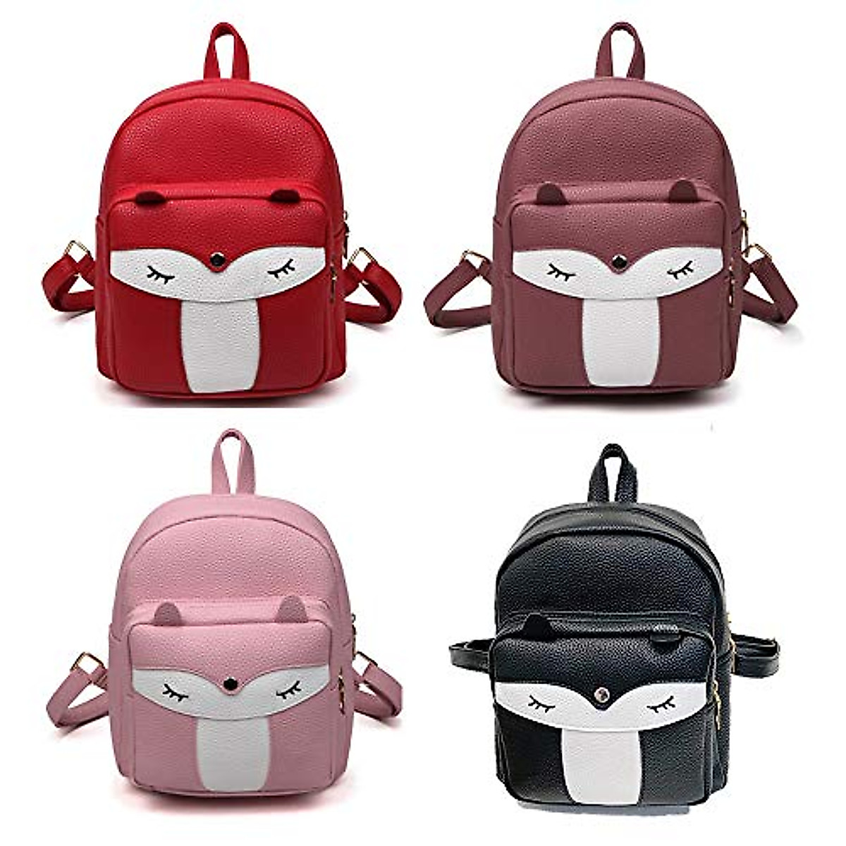 Cute Mini Leather Fox Fashion Backpack Small Daypacks Purse for Girls (blue)