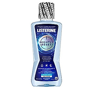 Listerine Nightly Reset Alcohol-Free Anticavity Nighttime Mouthwash, Deep Clean that Fights Bad Breath and Restores Enamel, Twilight Mint Flavor, 400mL