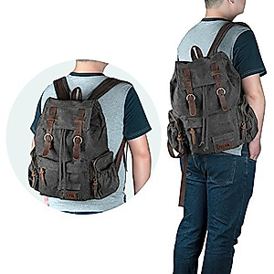 PKUVDSL Large Canvas Backpack, Vintage Rucksack Women Men for Travel Hiking Camping Laptop Backpack