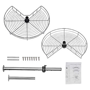 KIOPOWQ Corner Shelf, 23.62'' 2 Tier Lazy Kitchen Base Cabinet Corner Organizer, 270° Rotating Blind Corner Wire Kidney Shaped Cabinet Mounted