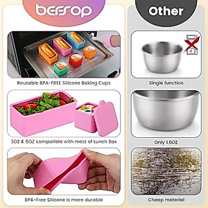 BEFSOP Salad Dressing Container To Go, Compatible with Lunch Box for kids,3x5oz Food Safe Silicone Small Condiment Containers with Lids,Reusable Silicone Baking Cups Snack Containers Sauce Cups