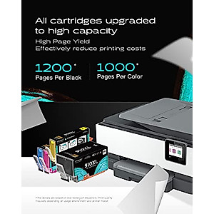 910XL Ink Cartridges Compatible with HP Printers for HP 910 XL 910XL Ink Cartridge Combo Pack Use with 8025 8020 8028 8035 8023 Officejet 8022 8010 8015 Printer (B/C/M/Y - 4 Pack)