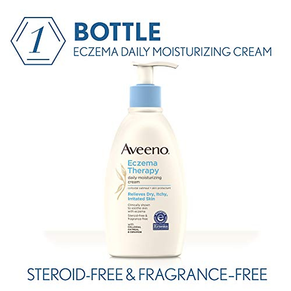 Aveeno Eczema Therapy Daily Moisturizing Body Cream for Sensitive Skin, Soothing Eczema Relief Cream, Colloidal Oatmeal & Ceramide for Dry & Itchy Skin, Steroid- & Fragrance-Free, 12 oz