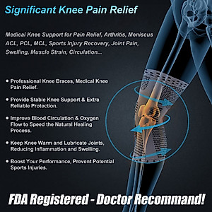 NEENCA Professional Knee Brace for Pain Relief, Medical Knee Support with Patella Pad & Side Stabilizers, Compression Knee Sleeve for Meniscus Tear, ACL, Joint Pain, Runner, Workout - FSA/HSA APPROVED