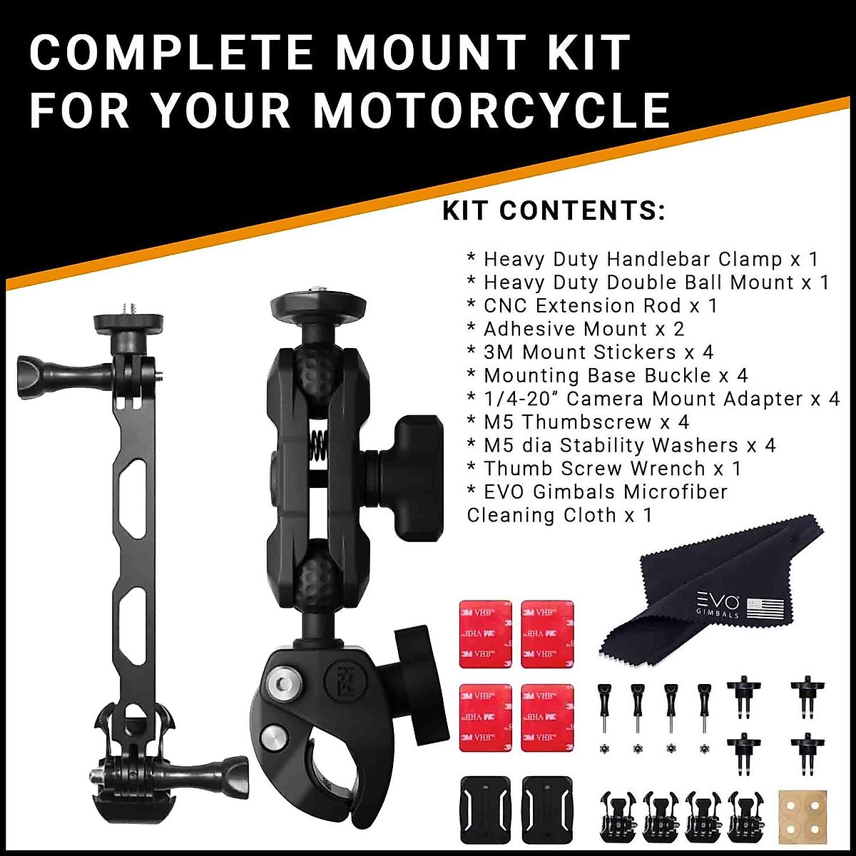 Insta360 Complete Motorcycle Bundle Mounting Kit for ONE X3/X2/X 360 Cameras | Compatible with ONE R/RS, EVO and GoPro 11/10/9/MAX