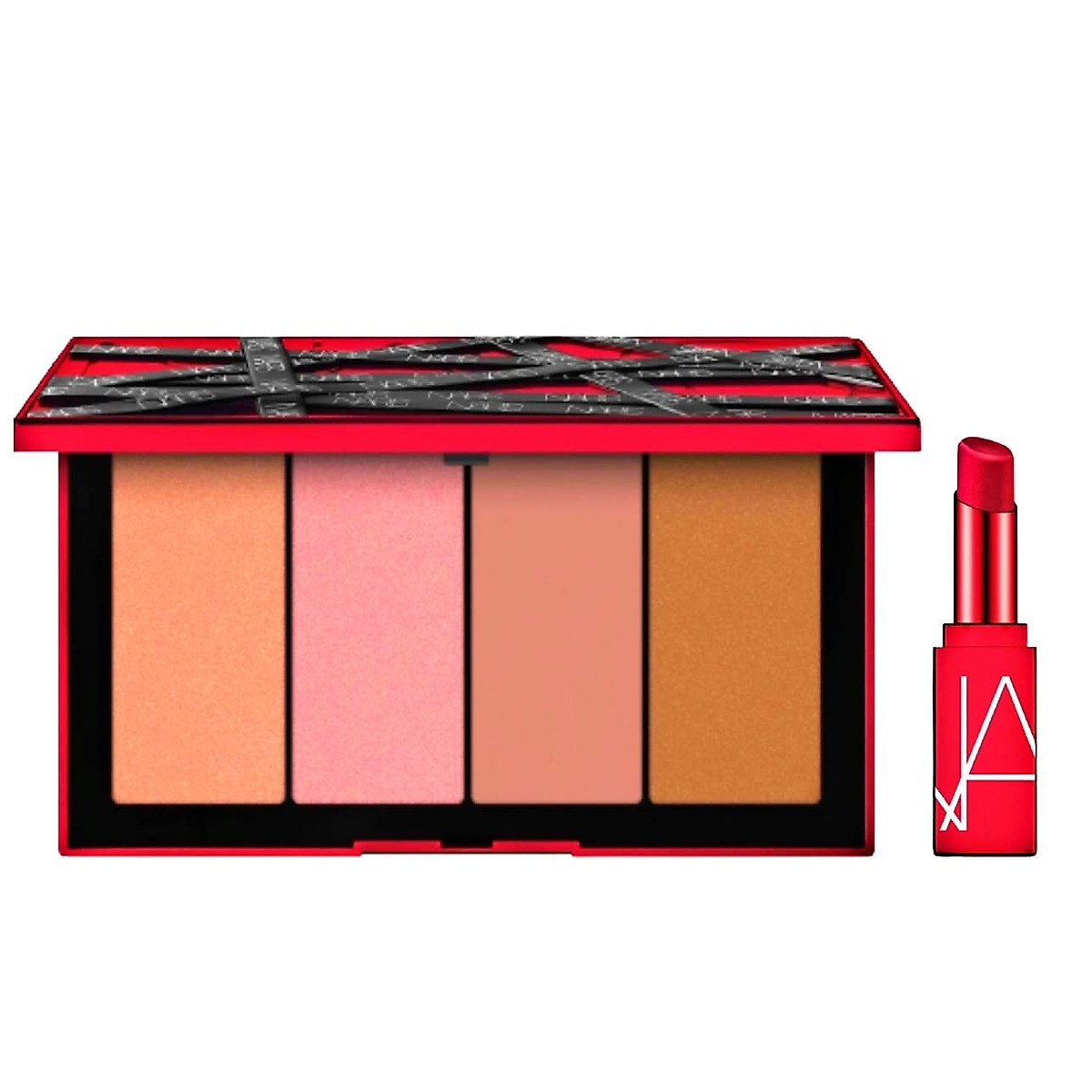 NARS Orgasm, Tempted, Behave, and Laguna Blush & Bronzer Cheek Palette + A Mini Turbo Lip Balm, Beige,Brown,Pink,Red